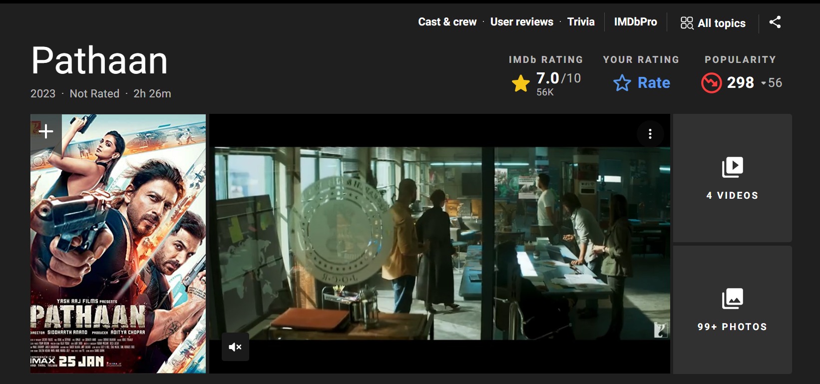 'Pathaan' IMDb Rating gets mixed reaction; SRK-Deepika starrer has good word of mouth